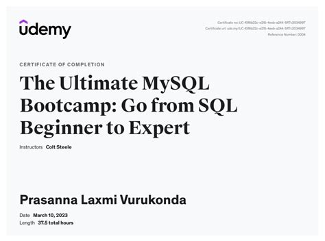 udemy course completion certificate prasanna laxmi vurukonda