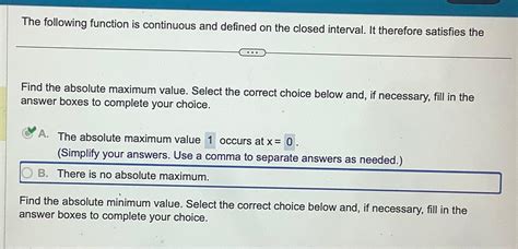Solved The Following Function Is Continuous And Defined On Chegg