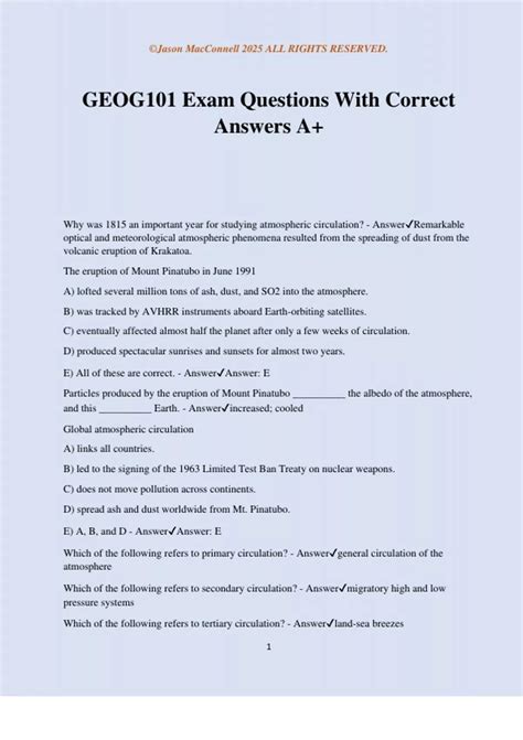 Geog101 Exam Questions With Correct Answers A Geog 200 Stuvia Us