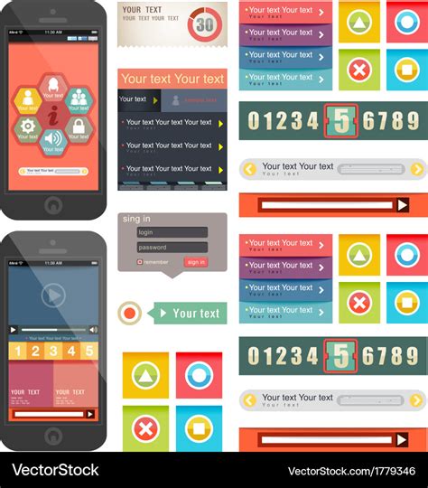 Ui Flat Design Web Elements Components Royalty Free Vector