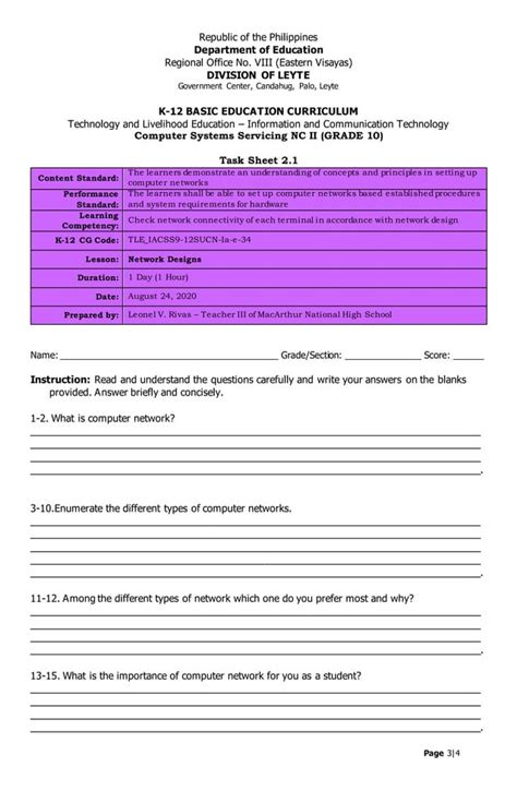 Tle Ict Css 10 Information And Task Sheet 21 Day 1 Docx