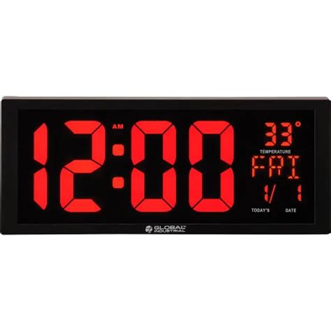 Global Industrial™ 4 Led Digital Clock 6 Power Cord With Usb