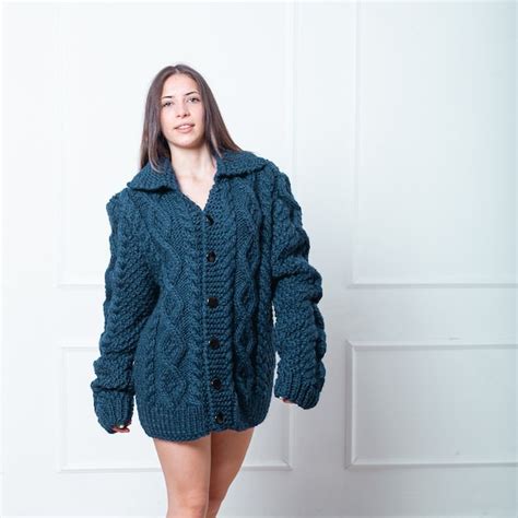 Plus Size Cable Knit Cardigan Pattern Etsy