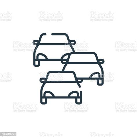 대중 교통 개념에서 교통 체증 아이콘 벡터 트래픽 체증 편집 가능한 스트로크의 얇은 선 그림입니다 웹 및 모바일 앱 로고 인쇄 미디어에 사용할 트래픽 체임 선형 기호 0명에