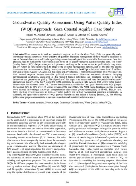 (PDF) Groundwater Quality Assessment Using Water Quality Index (WQI ...