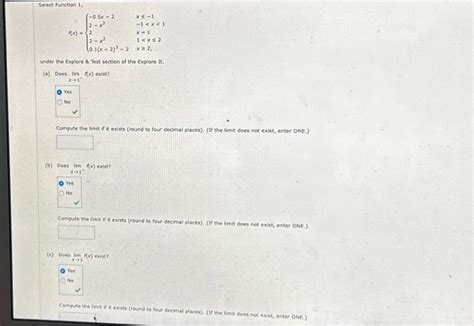 Solved Select Function 1 X 2 Yes No 2 X² 01x 2³ 2