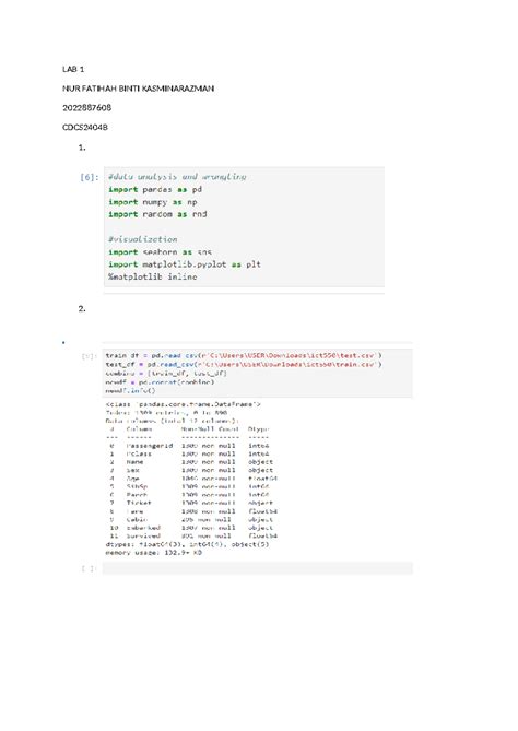 Lab 1 Database Management System Lab 1 Nur Fatihah Binti Kasminarazman 2022887608 Cdcs2404b