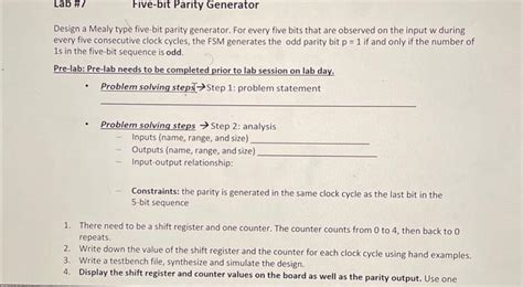 lab five bit parity generator design a mealy type