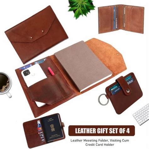 Notebook Diary Leather Folder Card Holder Visiting Cum Set Brown A At Rs Piece In New Delhi