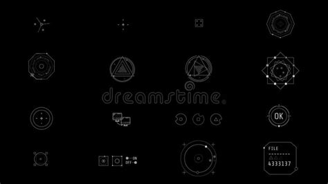 Set Of Animated Small Infographic HUD Elements Stock Footage Video Of Cyberpunk Technology