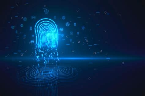premium photo biometric data security and scan user concept with digital glowing blue