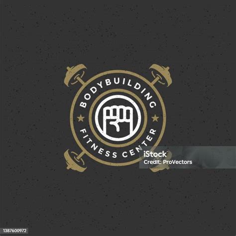 남자 주먹 로고 또는 배지 벡터 일러스트 무거운 바벨 기호 실루엣 바벨에 대한 스톡 벡터 아트 및 기타 이미지 바벨 로고 체육관 Istock