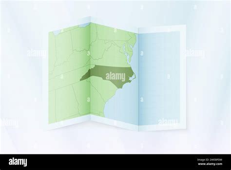 North Carolina Map Folded Paper With North Carolina Map Vector