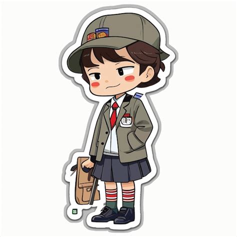Niño De Escuela Sonriente Vector Premium