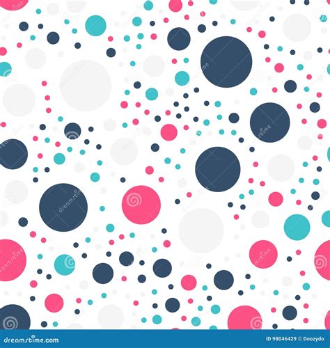 Colorful Polka Dots Seamless Pattern On Black 19 Stock Vector