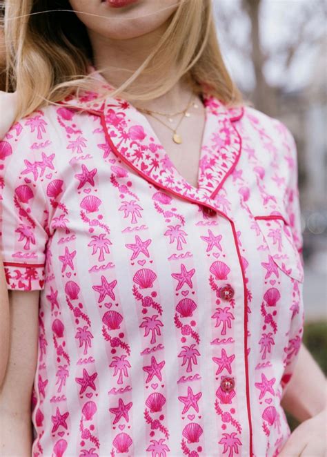 Pink Palm Pajamas In Blush Bay Pink Palm Puff