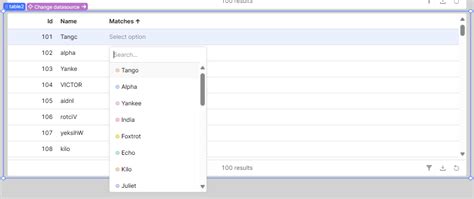 table column tag data type and mapped options 💬 app building