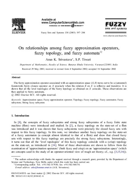 Pdf On Relationships Among Fuzzy Approximation Operators Fuzzy