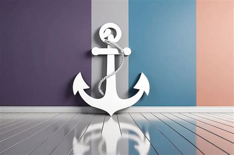 Premium Photo 3d Rendering Of White Symbol Of Anchor Icon Leaning On