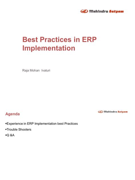 Best Practices In Erp Implementation Docshare Tips
