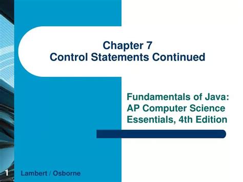 Ppt Chapter 7 Control Statements Continued Powerpoint Presentation