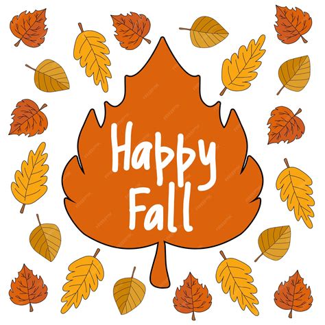 Premium Vector Happy Fall Autumn Leaves Vector Clipart On White