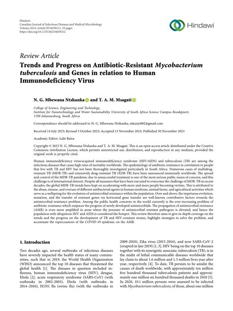 Pdf Trends And Progress On Antibiotic Resistant Mycobacterium