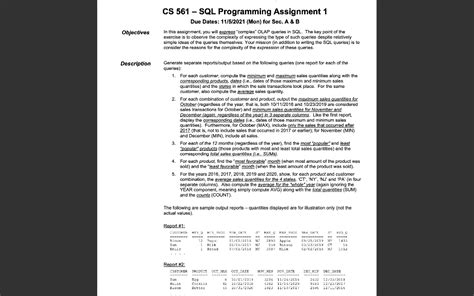 Objectives Cs 561 Sql Programming Assignment 1 Due