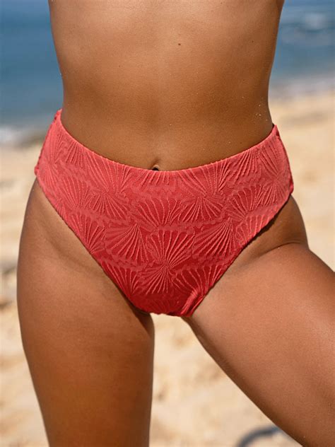 Red Jacquard Full Coverage Bikini Bottom And Reviews Red Sustainable