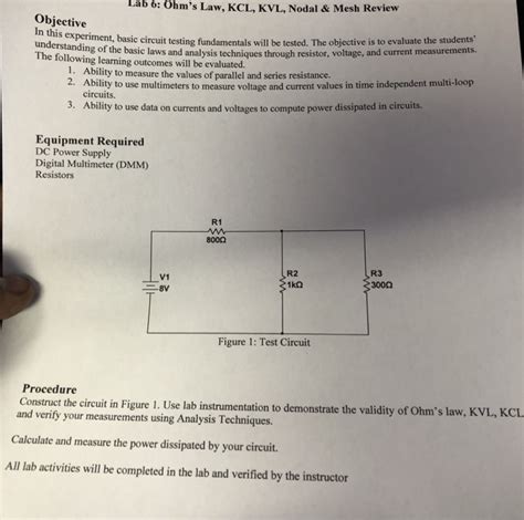 Solved Lab 6 Ohms Law Kcl Kvl Nodaland Mesh Review
