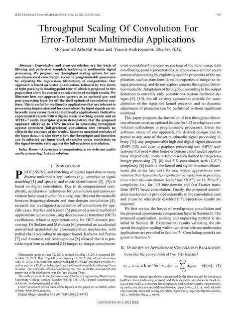 Pdf Throughput Scaling Of Convolution For Error Tolerant Multimedia Applications Dokumentips
