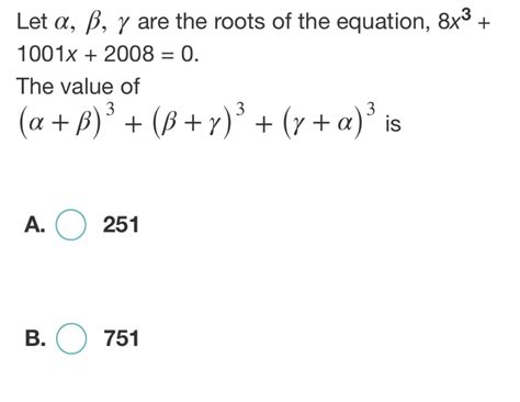 Lf Alpha Beta Gamma Are The Roots Of The Equation X 3 Qx R 0