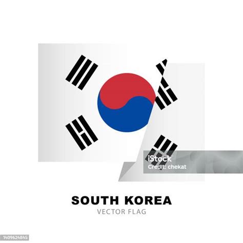 한국 국기의 다채로운 상징 한국의 국기 흰색 배경에 고립된 벡터 일러스트레이션입니다 0명에 대한 스톡 벡터 아트 및 기타 이미지