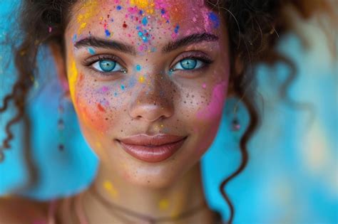 Premium Photo A Portrait Capturing A Young Woman Rejoicing In The
