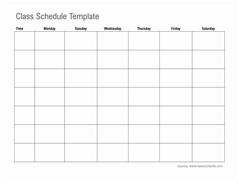 Free Class Schedule Templates Pdf Word Excel