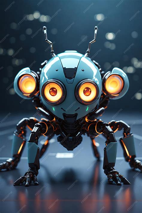 Premium Photo Glowing Eyes Of An Android Ant Glowing Eyes And Sensors