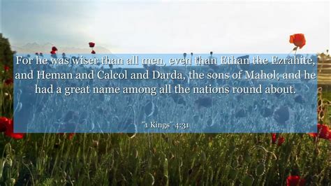1 Kings 431 For He Was Wiser Than All Men Even Than Ethan The