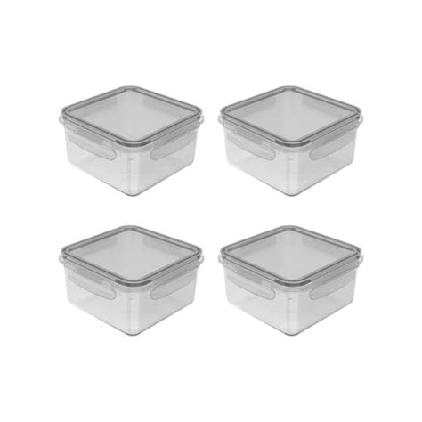 Conjunto De Potes Organizadores De Geladeira Click Quadrado 800 Ml 4