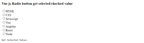 Vue Js Get Selectedchecked Radio Button Value Example Demo
