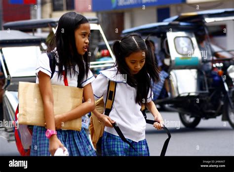 Antipolo City Philippines July 13 2017 Two Young Students Chat