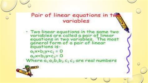 Linear Equation In 2 Variable Class 10 Ppt