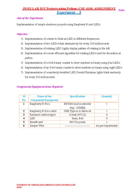2 Post Lab Assignment Experiment 3 Cse 4110final Post Lab Iot