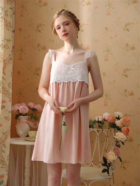 Cotton Short Dress Sexy Lace Slip Dress One Piece Nightgown Tankiniskirt