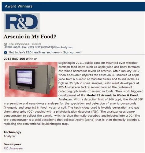 New Method For Detecting Arsenic In Food And Beverages