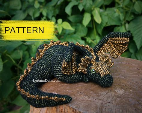 Pdf File Dragon Crochet Pattern Dragon Amigurumi Curve Lying Dragon