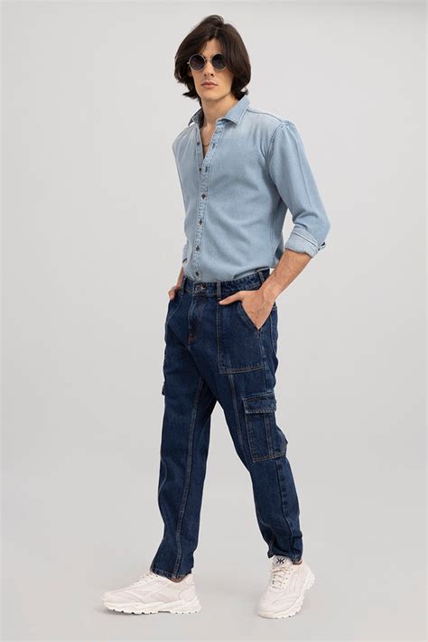 Buy Mens Hip Hop Blue Baggy Cargo Jeans Online Snitch