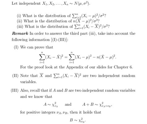 Solved Let Independent X1 X2 Xn ~ Nμ σ2 I What Is