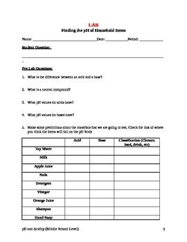 Acids And Bases Lab By Miss Wallack Teachers Pay Teachers