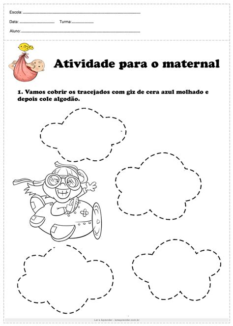 Atividade De Tracejado Para O Maternal Vamos Cobrir Ler E Aprender