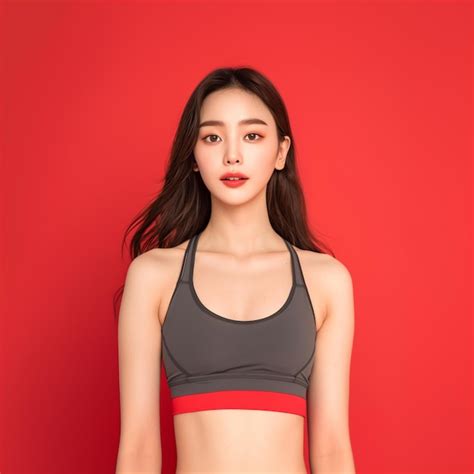 Premium Photo A Asian Woman With Long Hair And A Red Lip Is Posing In